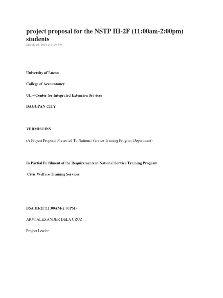 NSTP Project Proposal | PDF | Compost | Nature