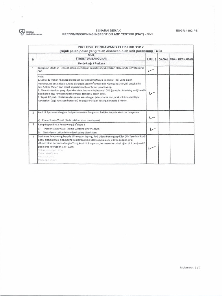 TNB Pre Inspection 311019 PDF | PDF