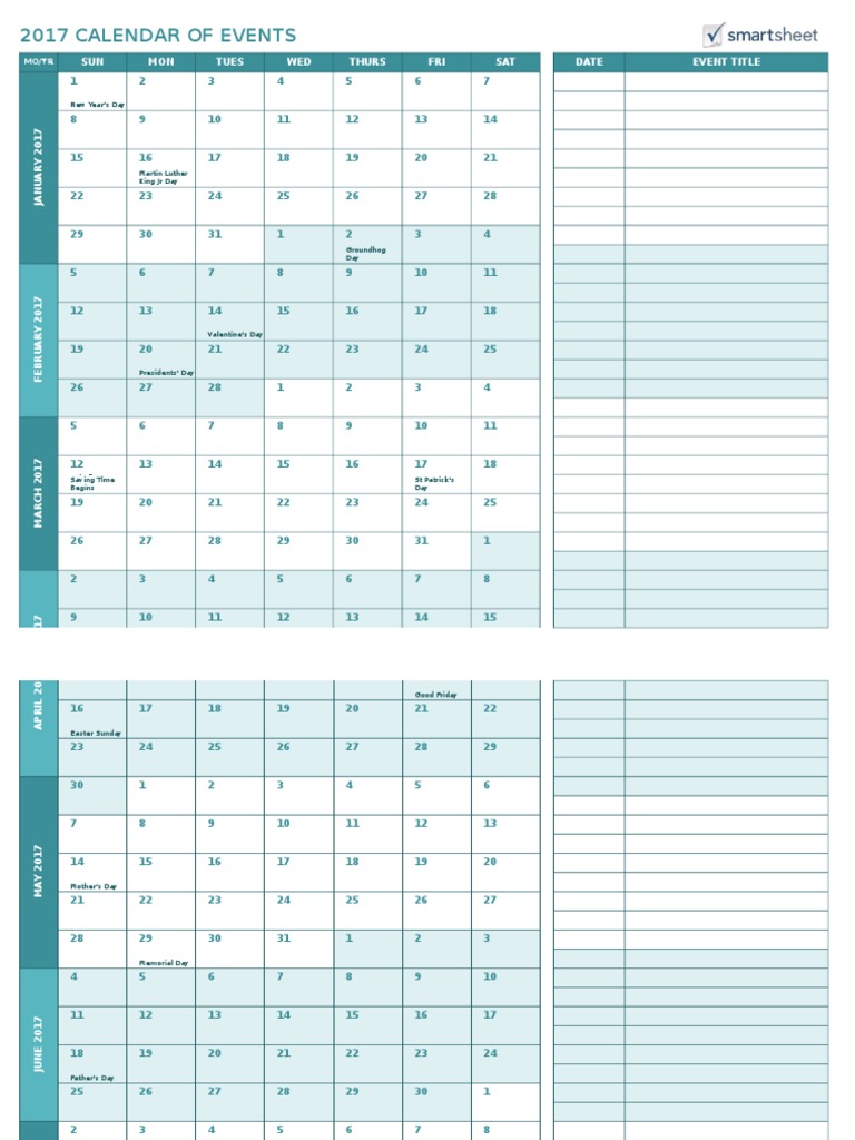 IC Event Planning Templates Calendar of Events Template | Download Free ...