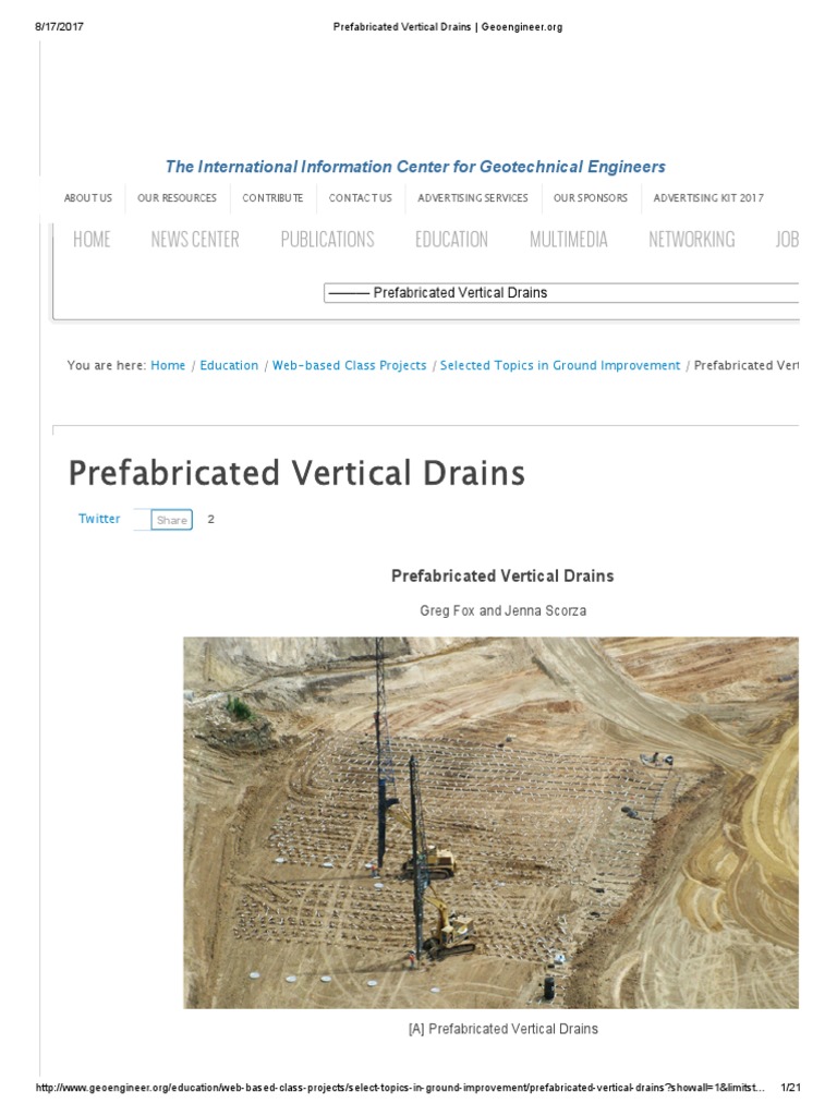 Prefabricated Vertical Drains - Geoengineer | PDF | Drainage | Soil