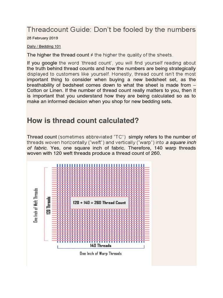 Threadcount Guide: Don't Be Fooled by The Numbers: How Is Thread Count ...