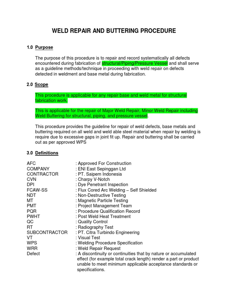 Repair and Buttering Procedure | PDF | Nondestructive Testing | Welding