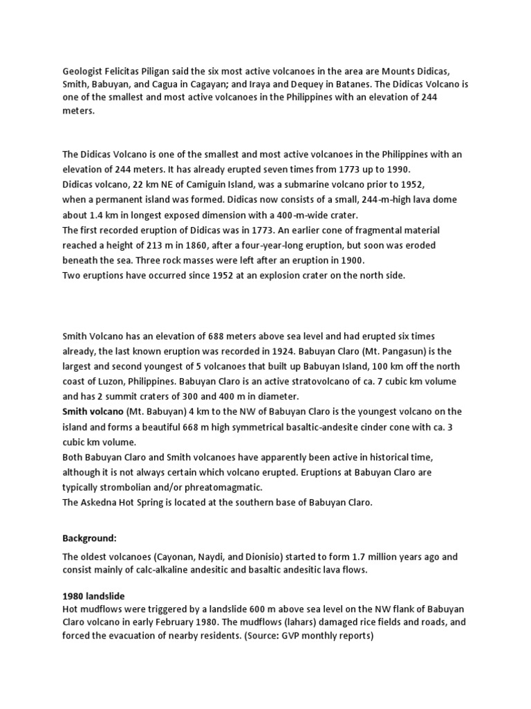 Smith Volcano (Mt. Babuyan) 4 KM To The NW of Babuyan Claro Is The ...