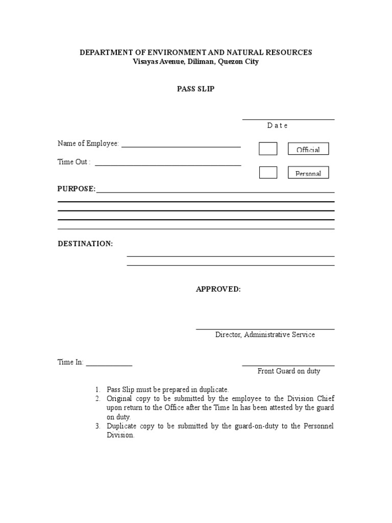 Pass Slip | PDF