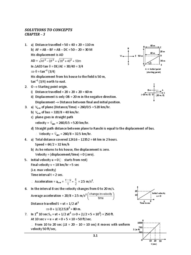 Solutions To Concepts: Chapter - 3 | PDF | Acceleration | Projectiles