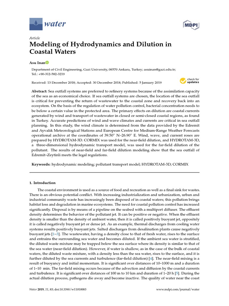 Water: Modeling of Hydrodynamics and Dilution in Coastal Waters | PDF ...