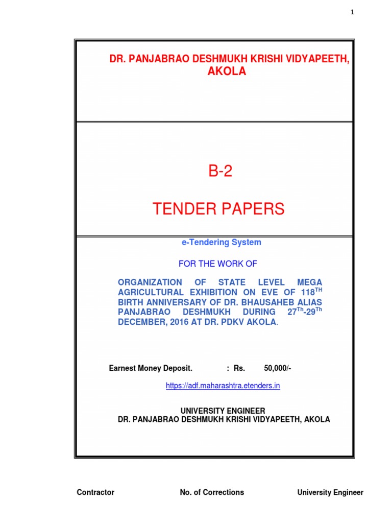 B-2 Tender Papers: Akola | PDF | Business