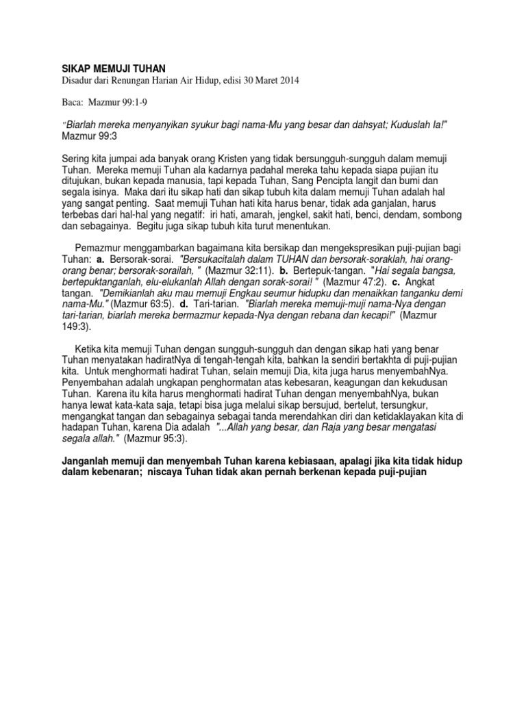 Sikap Memuji Tuhan | PDF