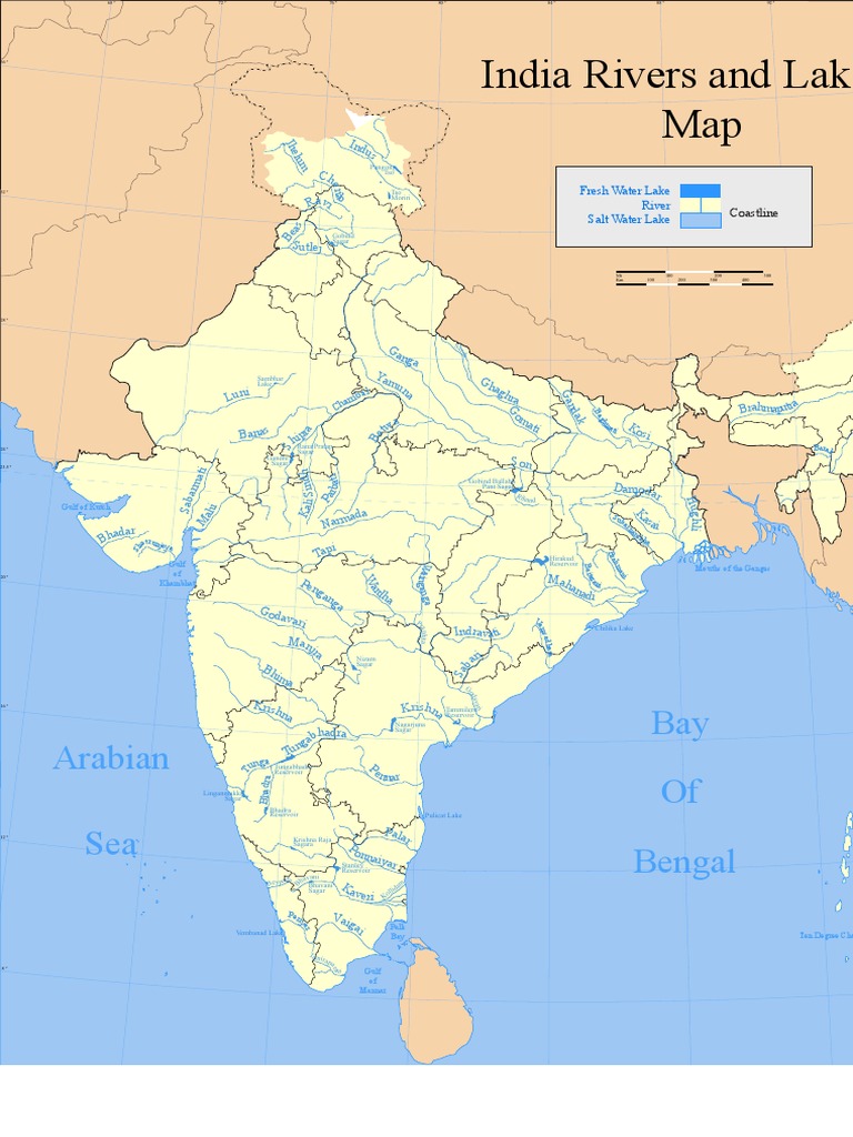 India Rivers and Lakes Map | Nature