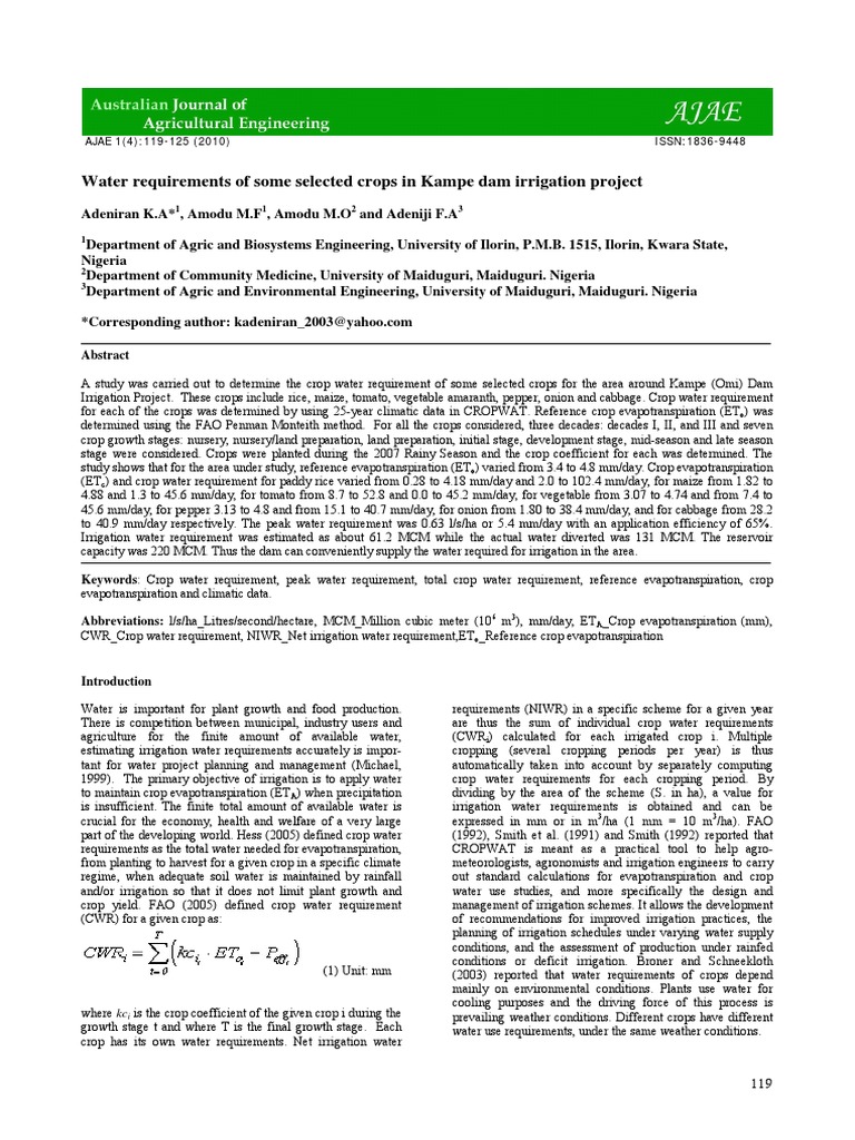Irrigation Requirement Paper PDF | PDF | Evapotranspiration | Soil