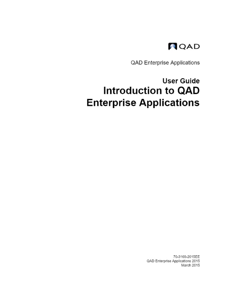 Introduction To QAD Enterprise Applications User Guide PDF | PDF | Menu ...