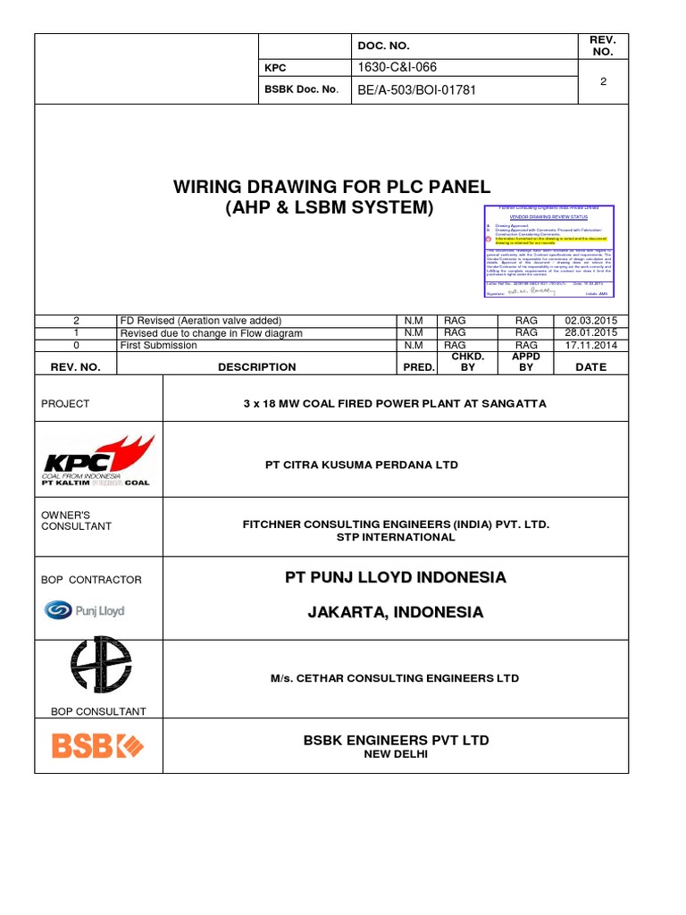 Wiring Drawing For PLC Panel (Ahp & LSBM System) | PDF | Programmable ...