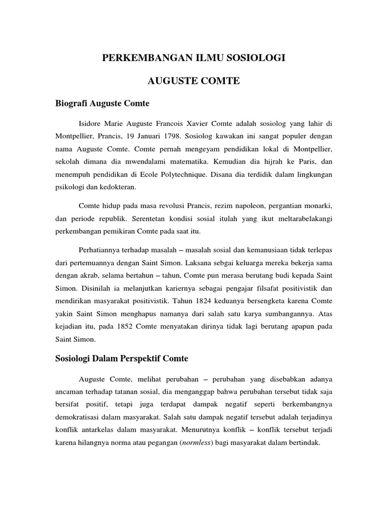 Auguste Comte | PDF | Filsafat