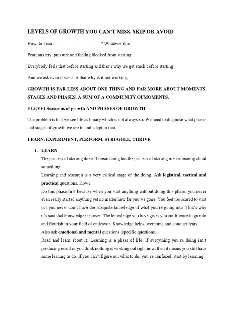 The Five Levels of Growth: Understanding the Distinct Phases of ...