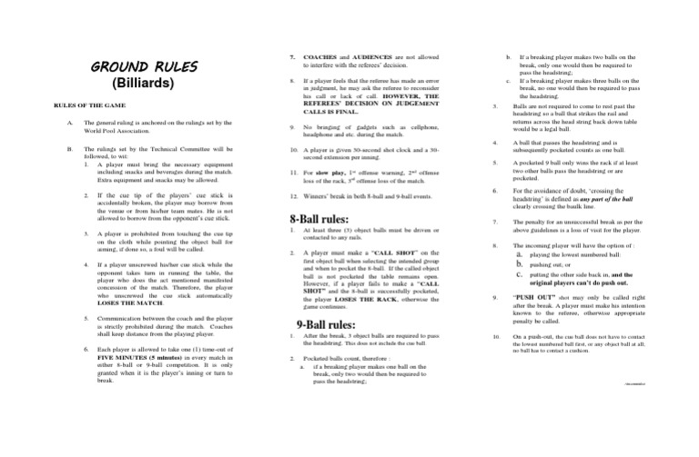 Ground Rules | PDF | Precision Sports | Ball Games