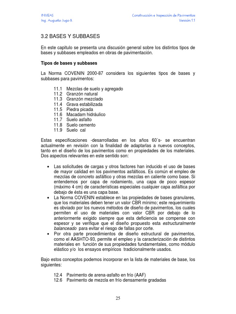3.2 Bases y Subbases PDF | PDF | Hormigón | Cemento