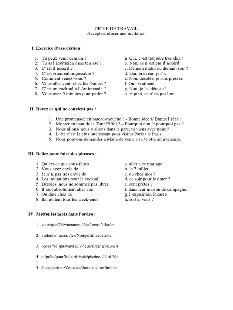 Accepter Refuser Une Invitation | PDF | Art