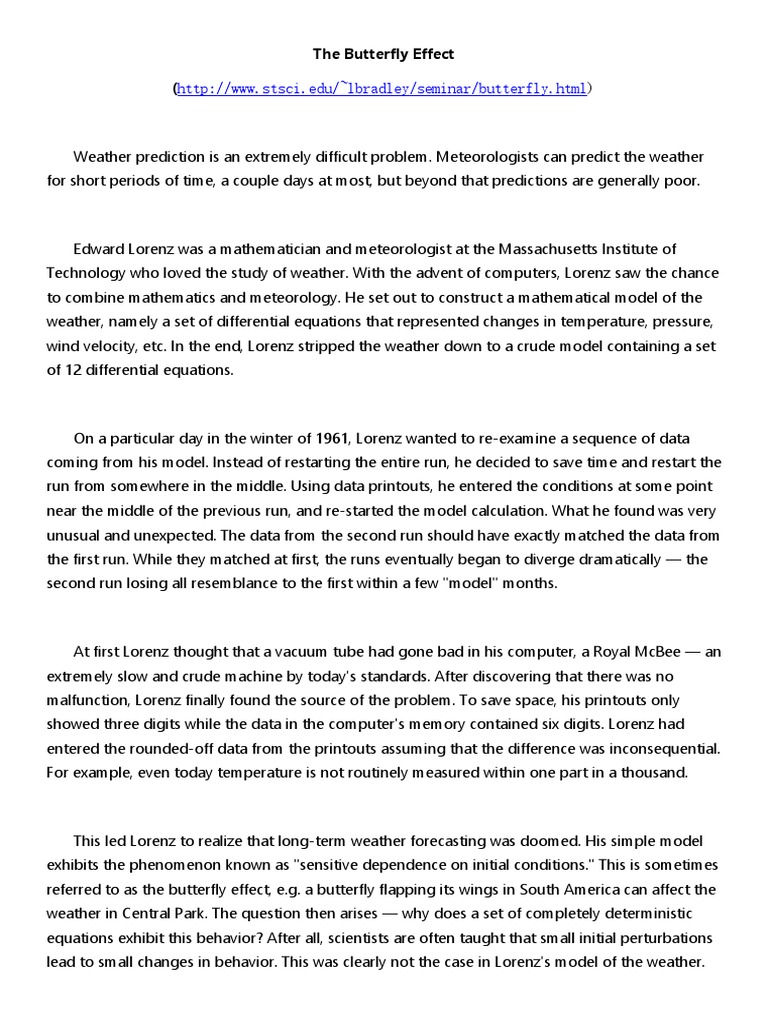 The Butterfly Effect | PDF | Clinical Psychology | Psychology