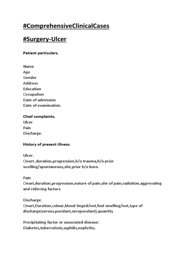 Ulcer | PDF | Physical Examination | Pain