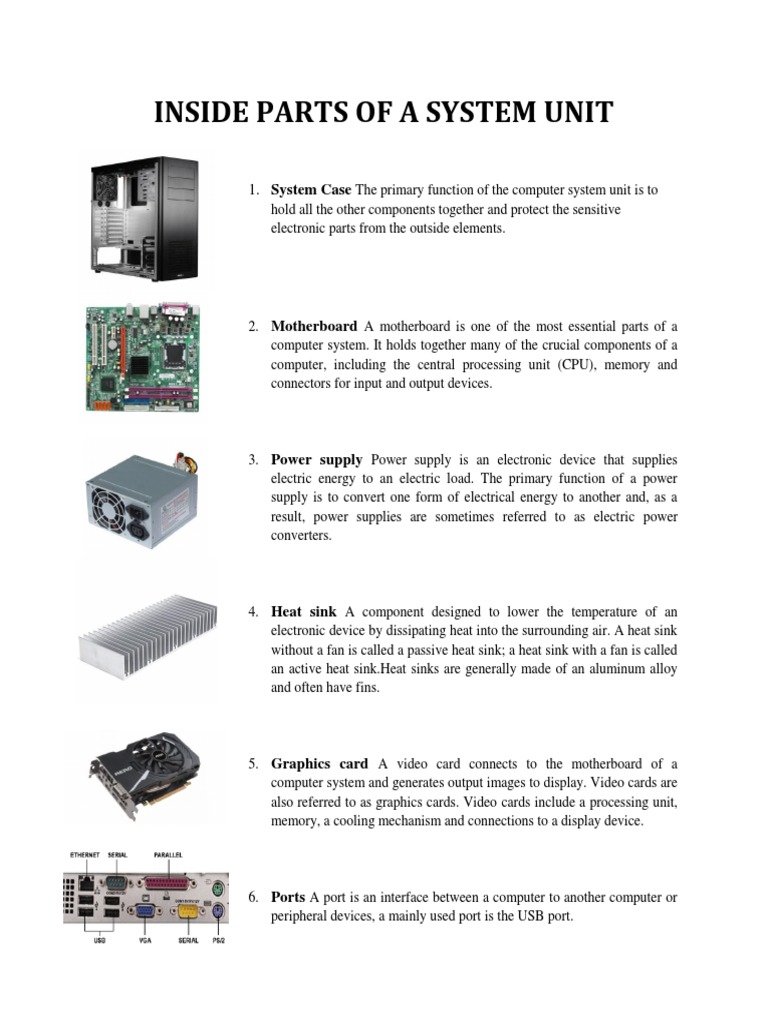 Inside Parts of A System Unit | PDF | Random Access Memory | Central Processing Unit