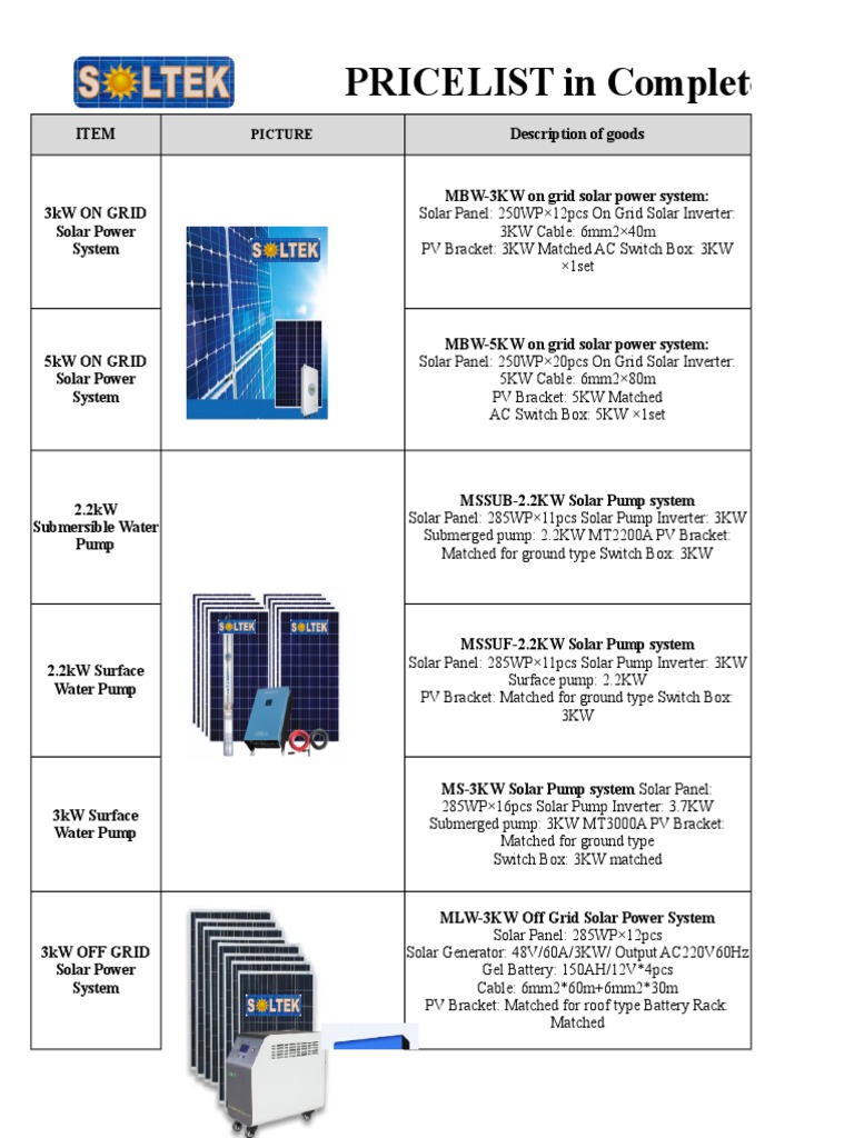 SOLTEK SOLAR POWER Specification and Price | PDF | Photovoltaic System ...