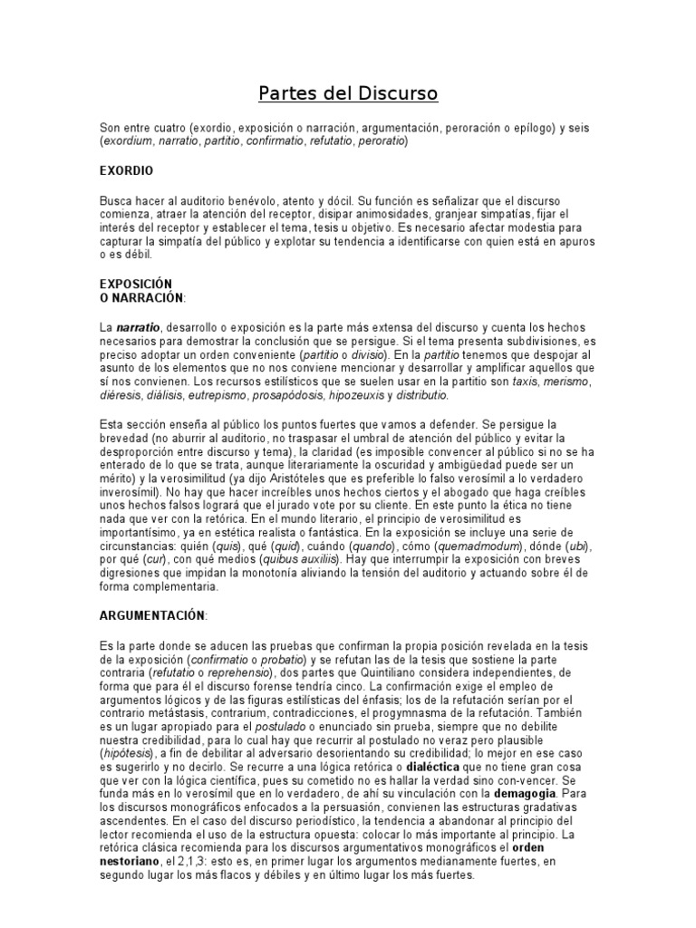 Partes Del Discurso | Retórica | Cognición