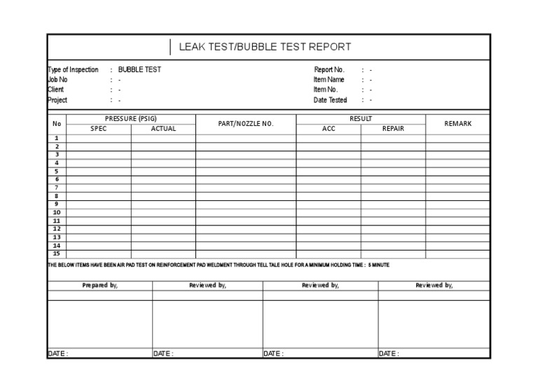 Form Bubble Test Report | PDF