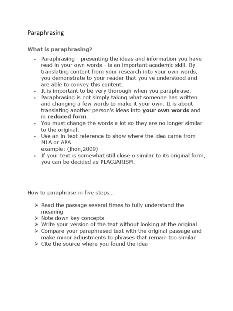 What Is Paraphrasing? | PDF | Language Arts & Discipline