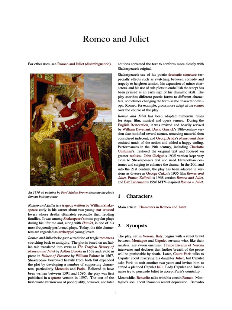 Romeo and Juliet | PDF | Romeo And Juliet | Characters In Romeo And Juliet