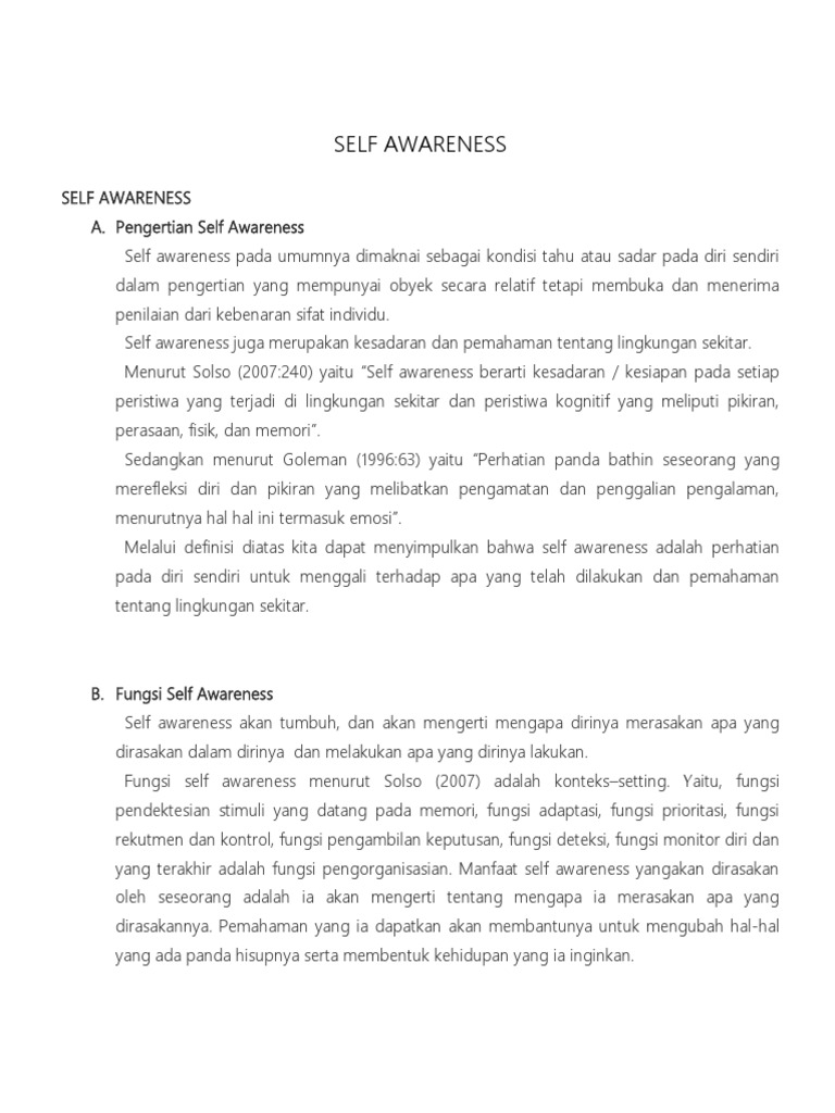 Self Awareness | PDF