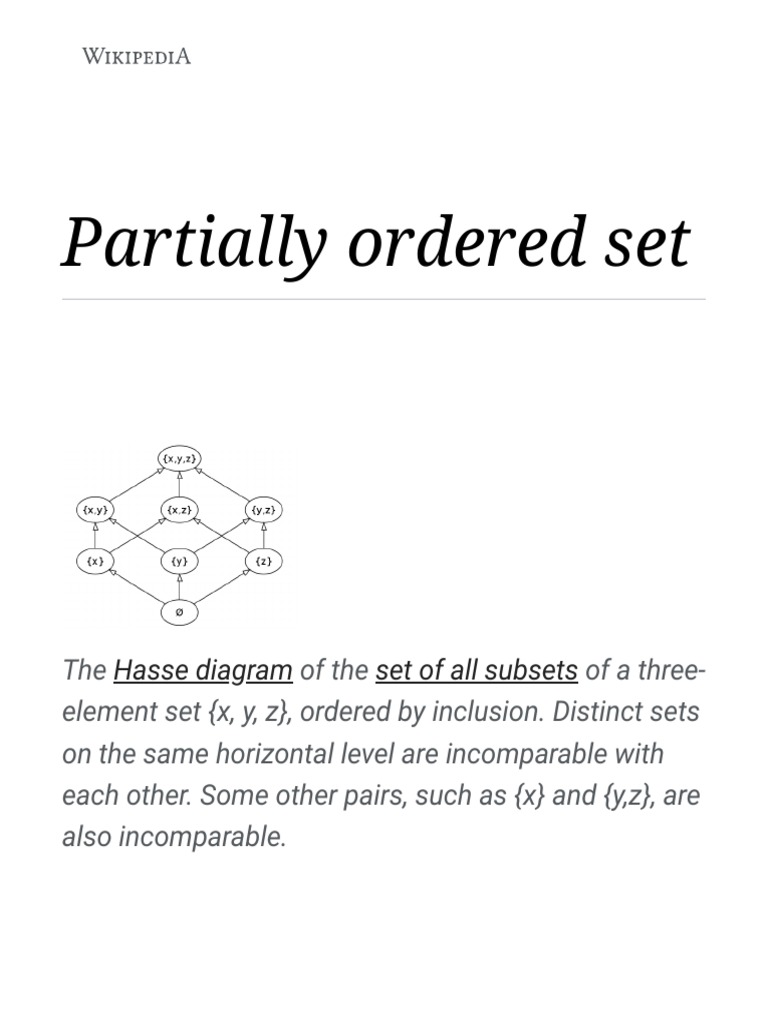 Partially Ordered Set - Wikipedia PDF | PDF | Mathematical Relations | Mathematical Concepts