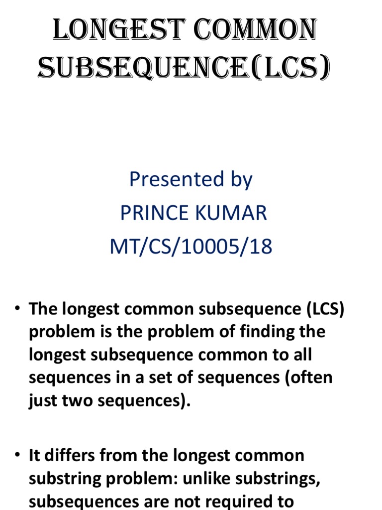 Longest Common Subsequence Explained | PDF | Theoretical Computer ...
