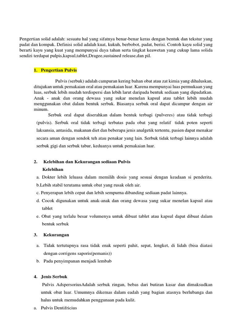 Pengertian dan Jenis Sediaan Obat Solid | PDF | Karier & Perkembangan ...