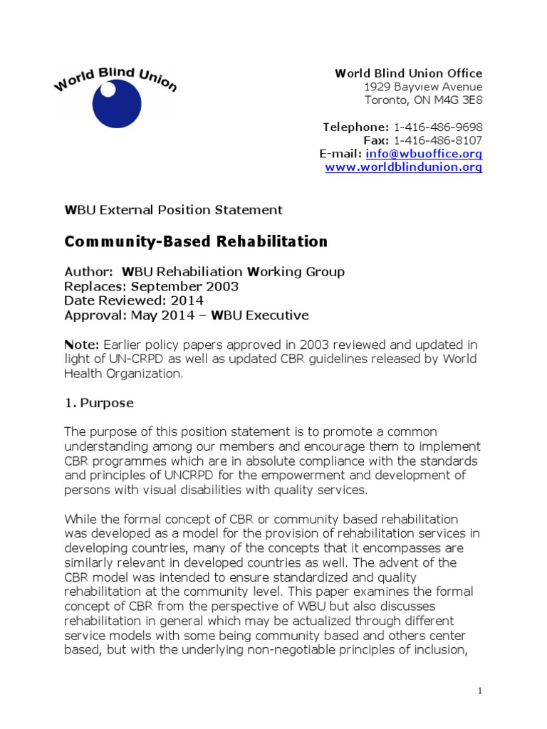 Community-Based Rehabilitation Guidelines | PDF | Visual Impairment ...