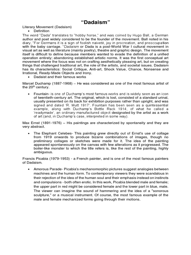 Dadaism | PDF | Art Media | Aesthetics