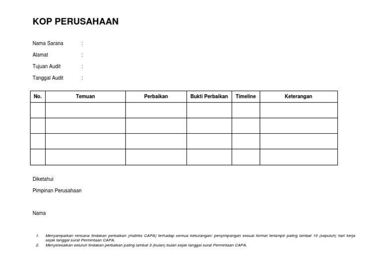 Format Matriks CAPA PDF | PDF