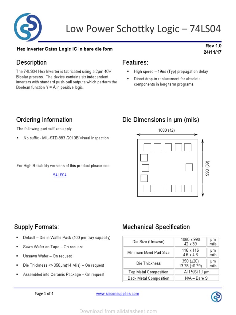 7404 Datasheet | PDF | Integrated Circuit | Power Supply