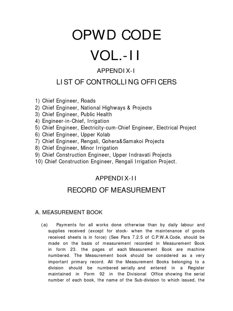Final Opwd Code Vol-II | PDF | Employment | Measurement