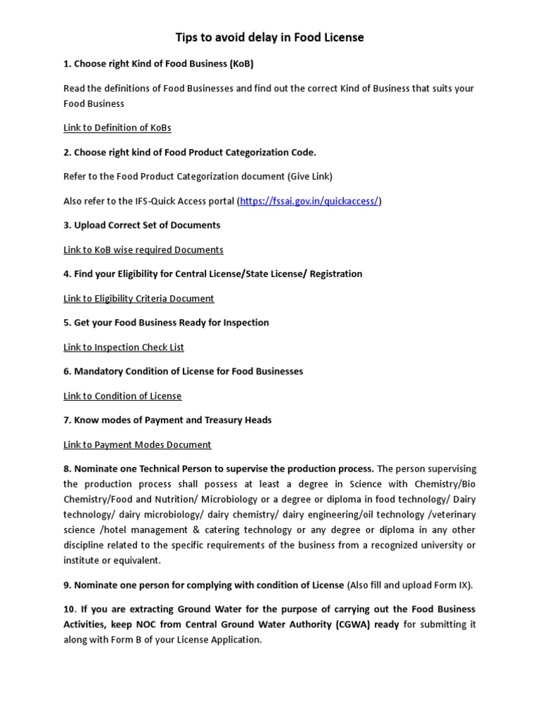 Food License Delay Prevention Tips | PDF | Academic Degree | Foods