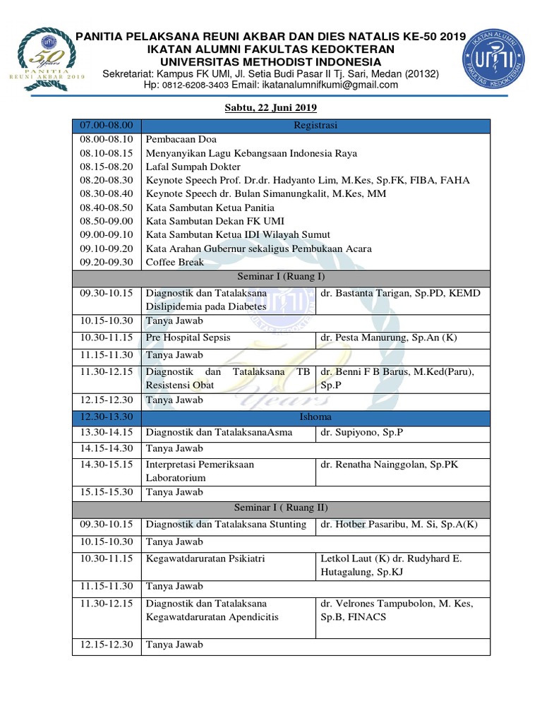 Rundown Kegiatan Seminar & Workshop FK-UMI PDF | PDF