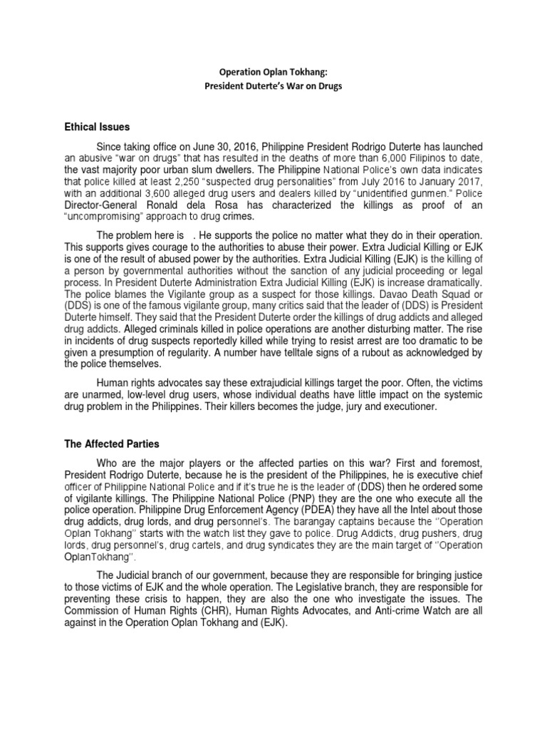 Operation Oplan Tokhang | PDF | Rodrigo Duterte | Human Rights