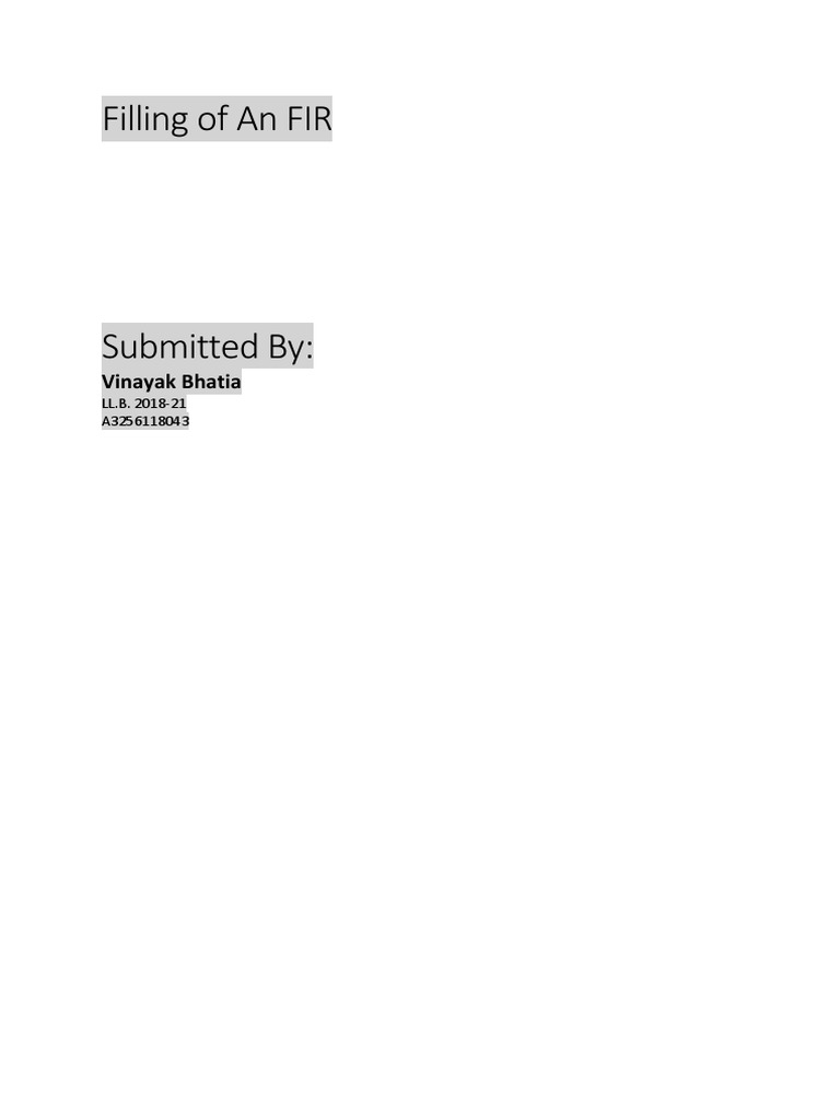 An Analysis of the Filling of an FIR: Rights, Procedures, and ...