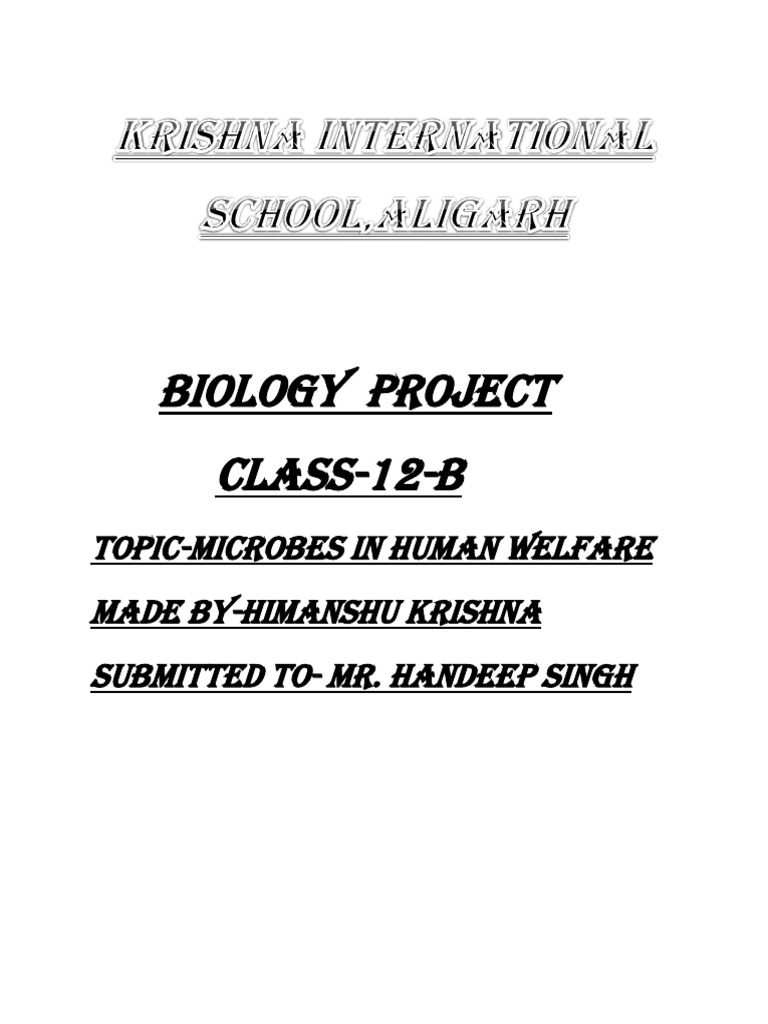 Biology Project CLASS-12-B: TOPIC-Microbes in Human Welfare Made By ...