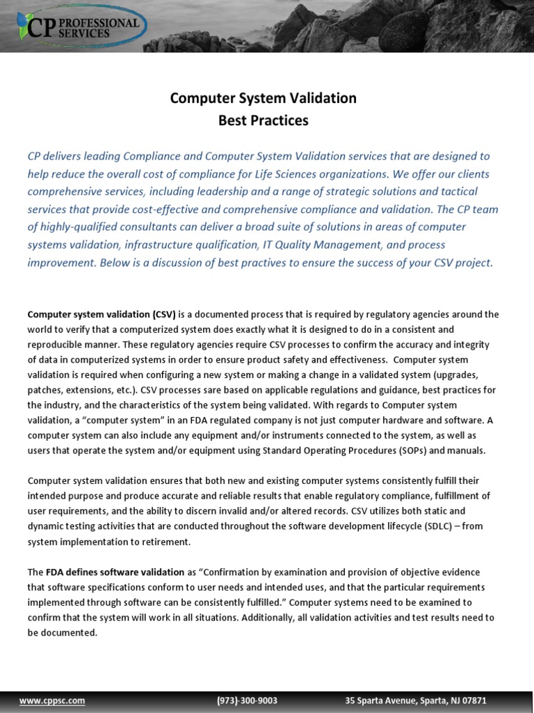 Computer System Validation Best Practices | PDF | Verification And ...