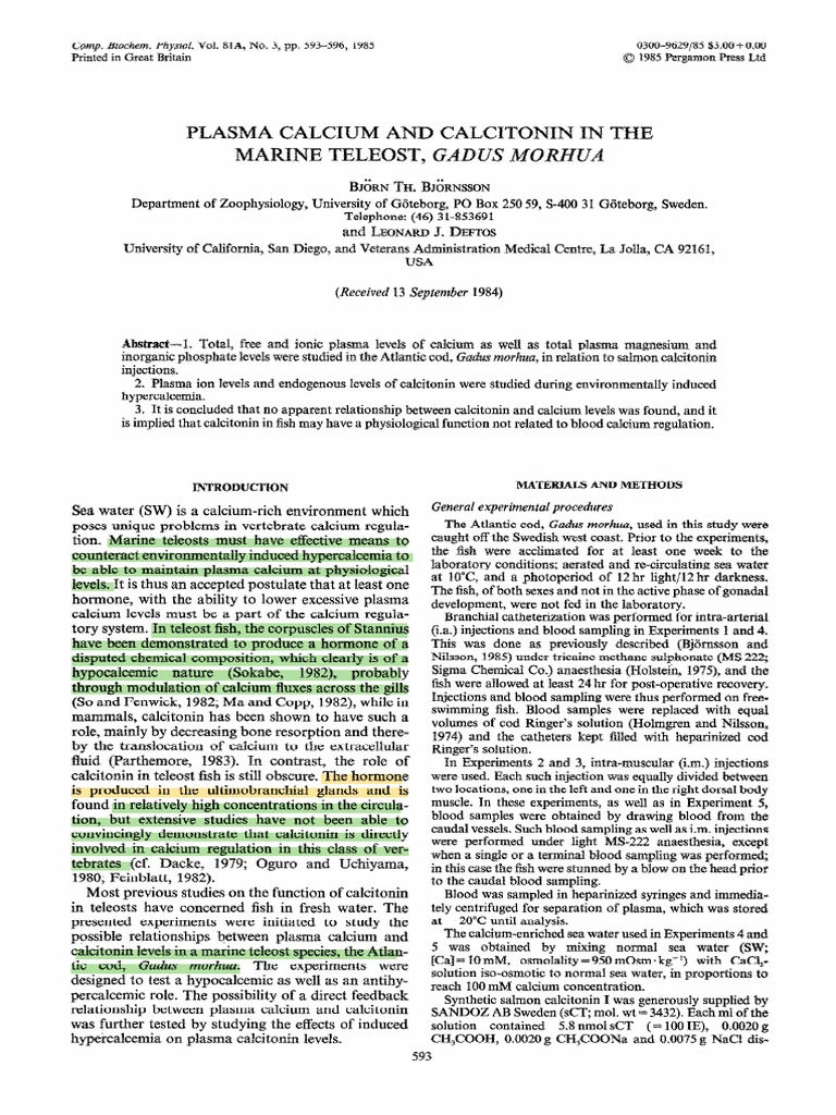 Plasma Calcium | PDF | Nature