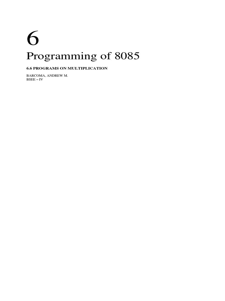 Programming of 8085: 6.6 Programs On Multiplication | PDF