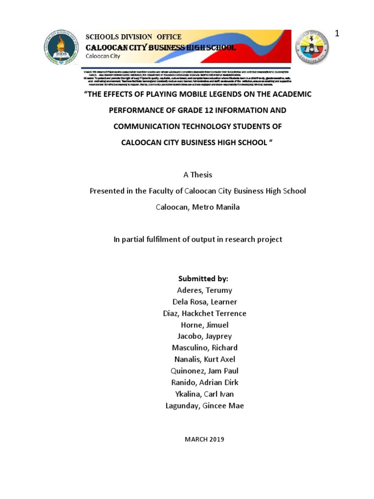 Mobile Legends' Impact on Grade 12 Students | PDF | Video Games ...