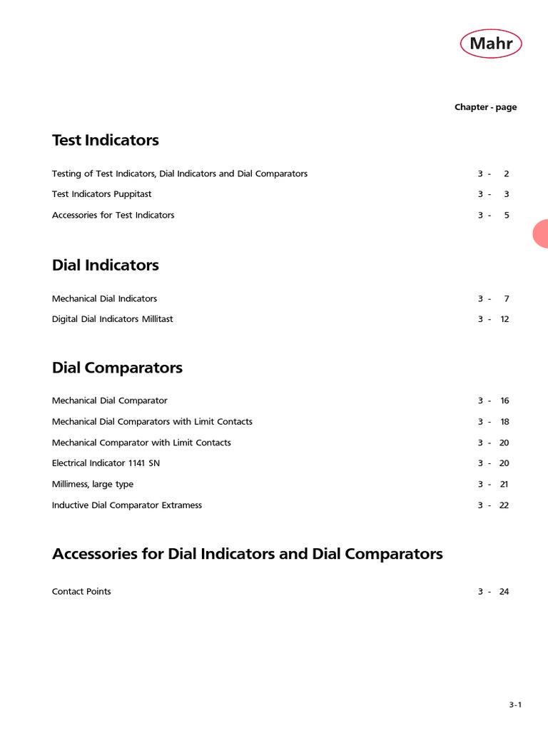 Mahr Test Indicators Overview | PDF | Equipment | Manufactured Goods