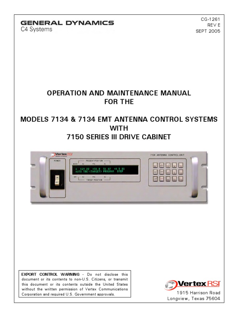Vertex RSI 7134 Antenna Control Unit | PDF | Electric Motor | Power ...