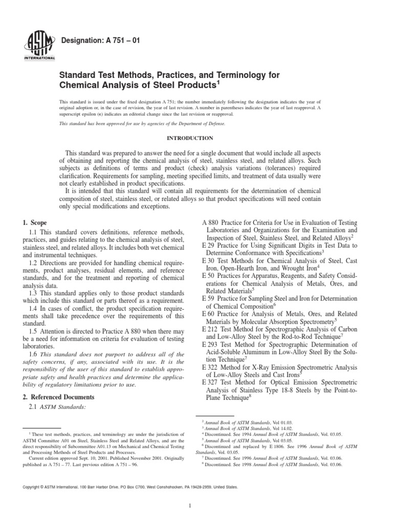 Norma A751 | PDF | Analytical Chemistry | Steel